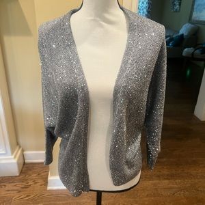 Express | Sweaters | Silver Sequin Express Cardigan Sweater Wrap Shrug ...
